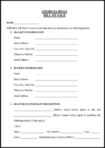 Georgia Boat Bill of Sale [PDF, Free Templates Download] - Bill Of Sale ...